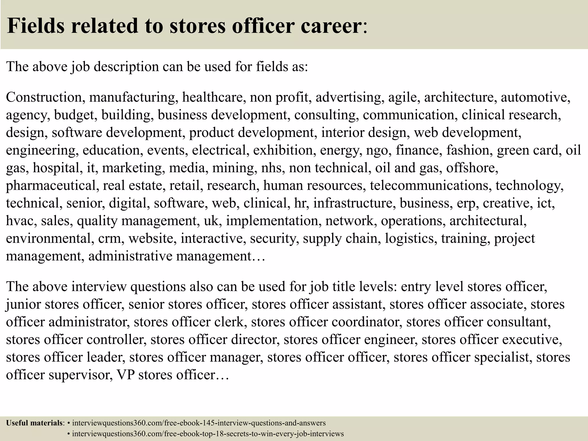 Top 10 stores officer interview questions and answers | PPTX