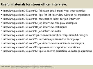 Top 10 stores officer interview questions and answers | PPTX