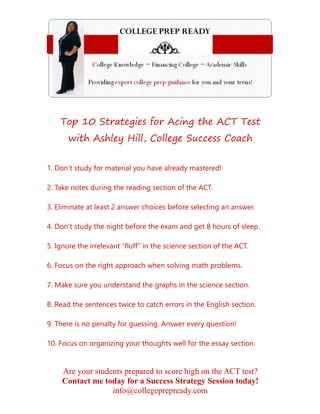 Top 10 strategies for acing the act test | PDF