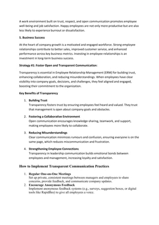 Top 10 Strategies to Improve Employee Relationship Management | PDF