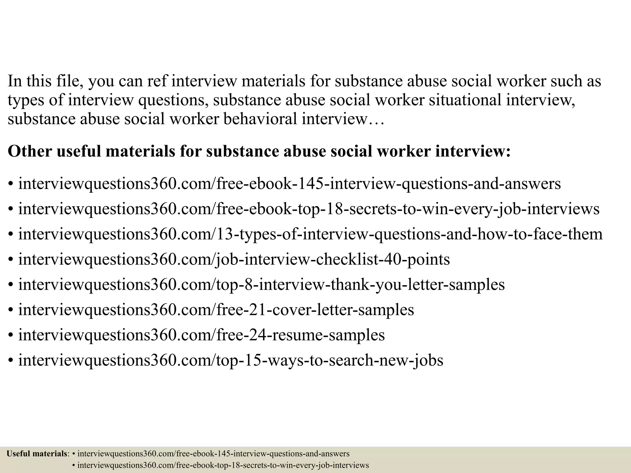 Top 10 substance abuse social worker interview questions and answers | PPTX