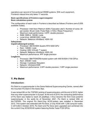Top 10 Supercomputers With Descriptive Information & Analysis | DOCX