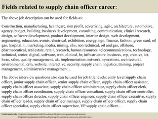 Top 10 supply chain officer interview questions and answers | PPTX