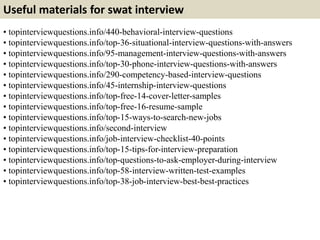 Top 10 swat interview questions with answers | PPTX
