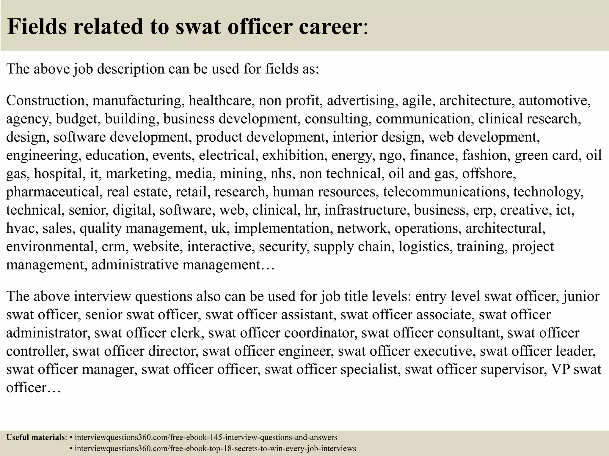 Top 10 swat officer interview questions and answers | PPTX