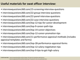 Top 10 swat officer interview questions and answers | PPTX