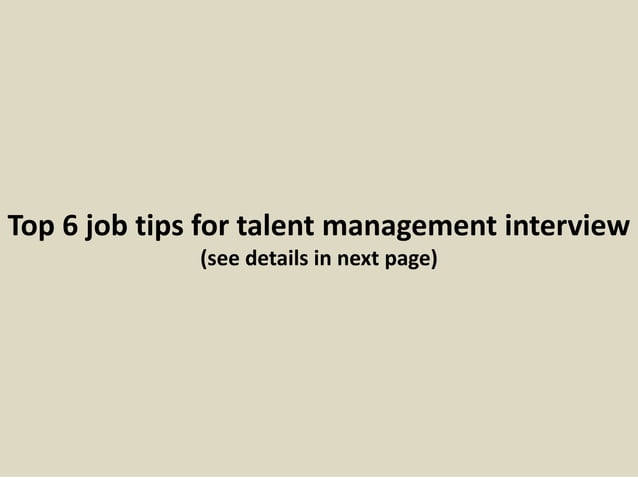 Top 10 talent management interview questions with answers | PPT