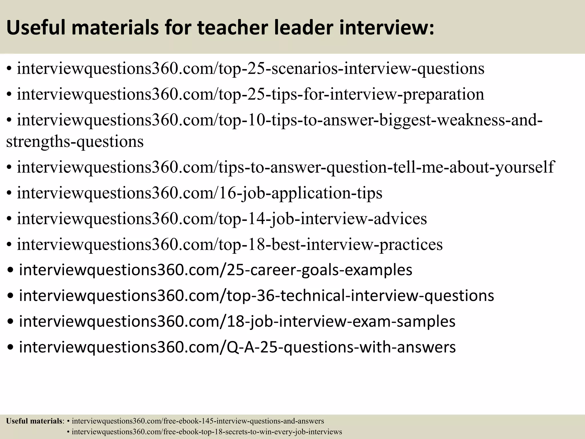 Top 10 teacher leader interview questions and answers | PPTX
