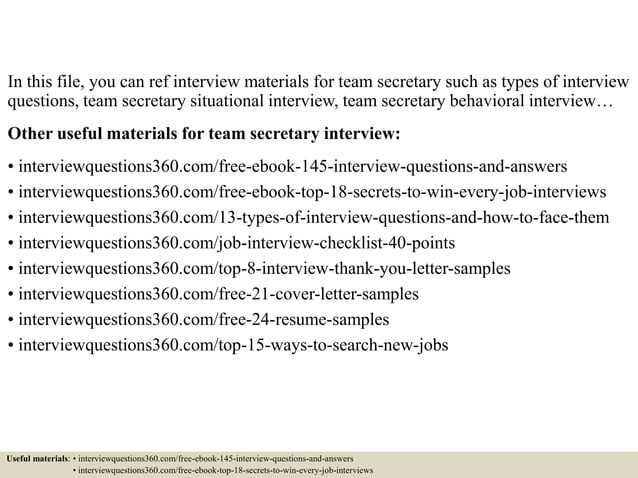 Top 10 team secretary interview questions and answers | PPT