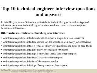 Top 10 technical engineer interview questions and answers | PPT
