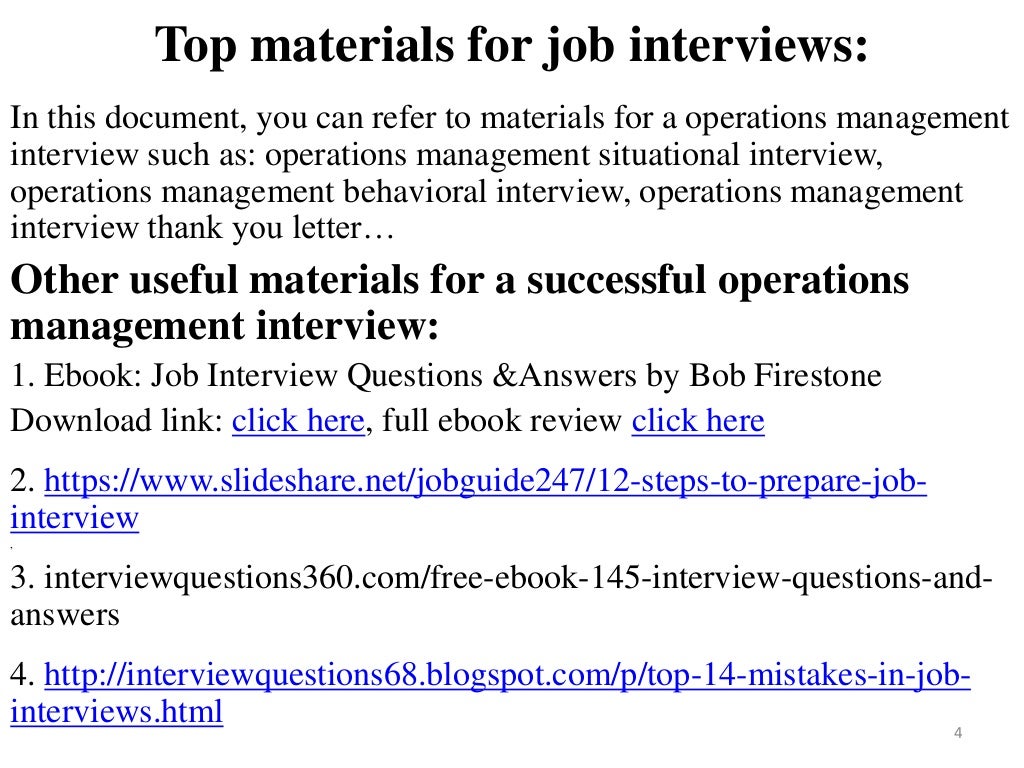 88 operations management interview questions and answers