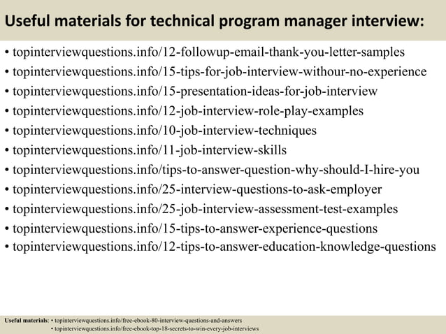 Top 10 technical program manager interview questions and answers | PPT