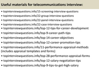 Top 10 telecommunications interview questions and answers | PPTX