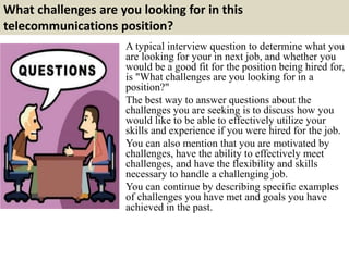 Top 10 telecommunications interview questions and answers | PPTX