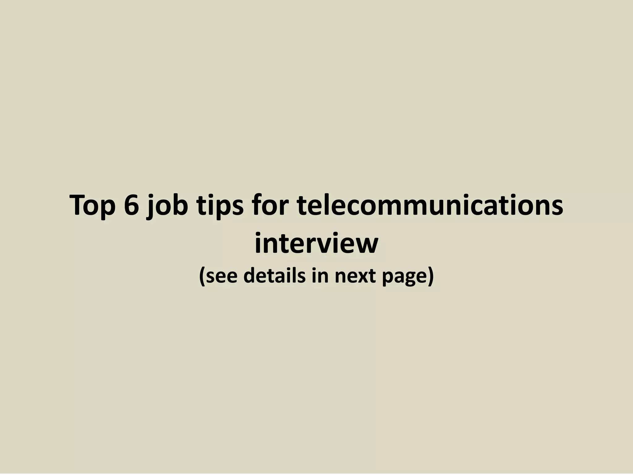 Top 10 telecommunications interview questions with answers | PPTX | Resume Writing and Advice ...