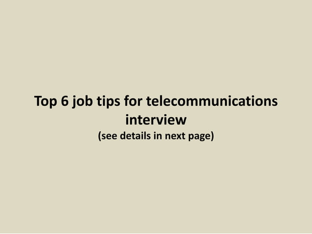 Top 10 telecommunications interview questions with answers | PPTX ...