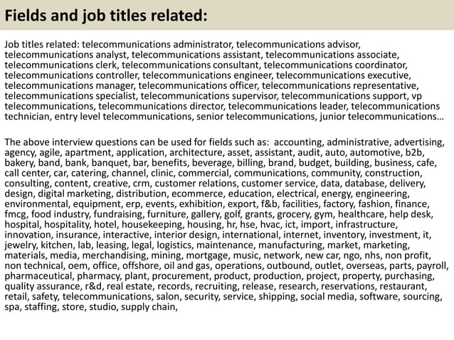 Top 10 telecommunications interview questions with answers | PPTX | Resume Writing and Advice ...
