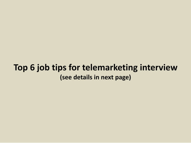 Top 10 telemarketing interview questions with answers | PPTX | Resume ...