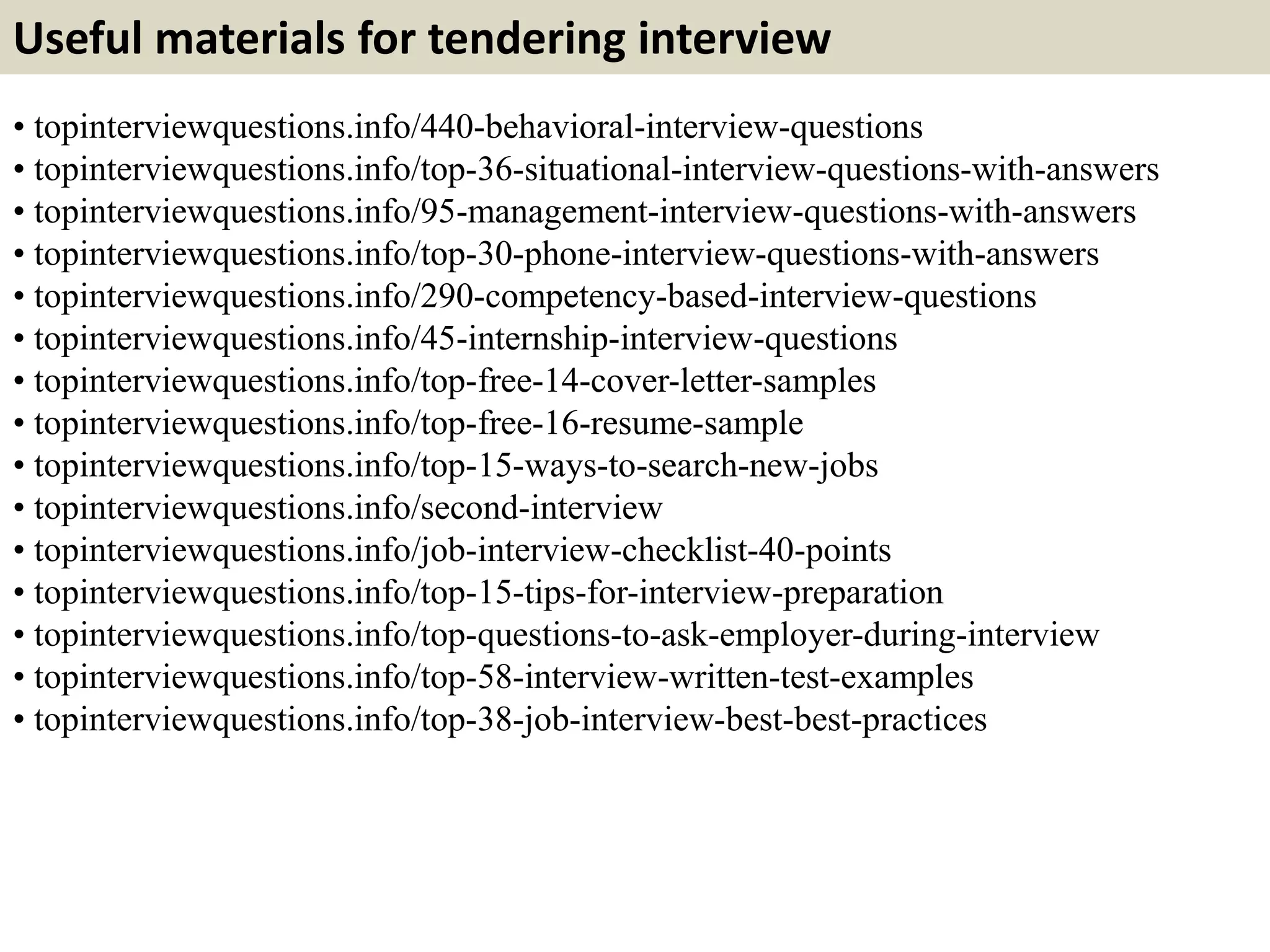 Top 10 tendering interview questions with answers | PPTX