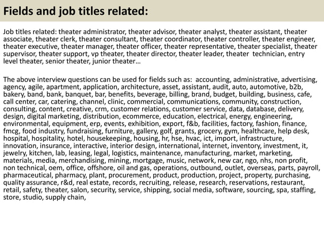 Top 10 theater interview questions with answers | PPTX | Resume Writing ...