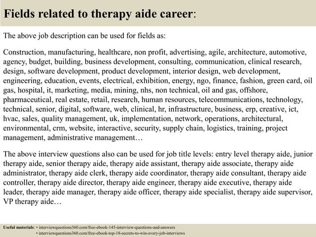 Top 10 therapy aide interview questions and answers | PPT