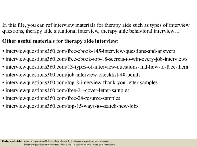 Top 10 therapy aide interview questions and answers | PPT