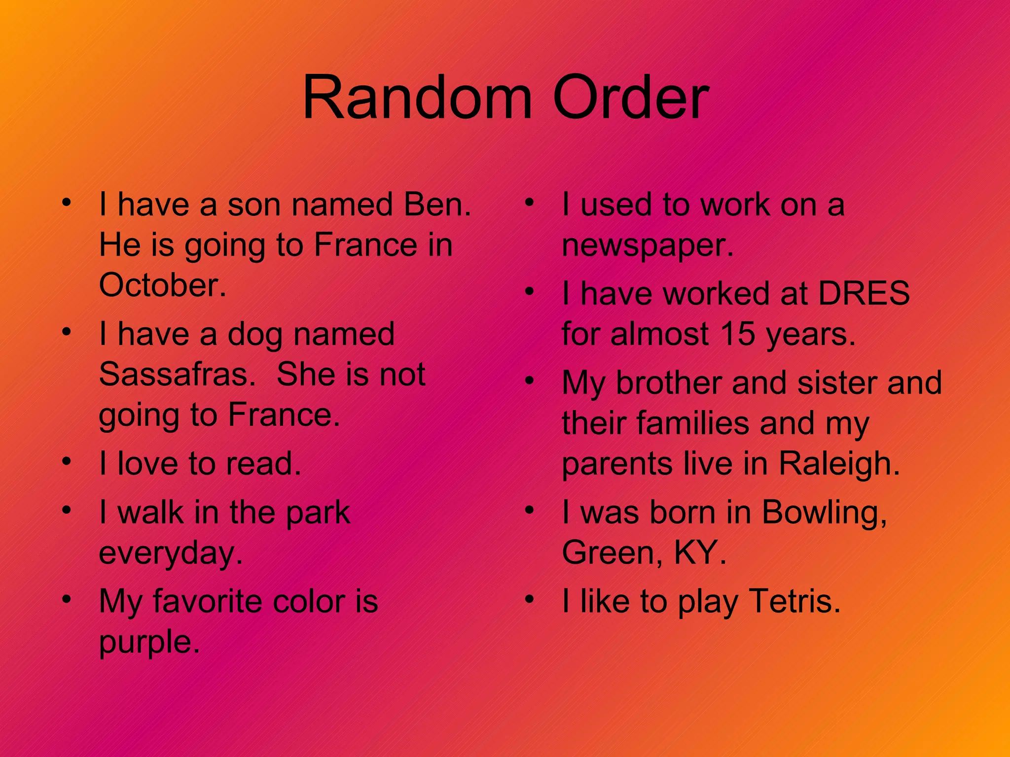 Top 10 things to know about me example1 | PPT