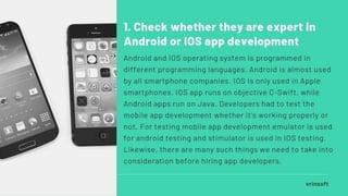 Top 10 things to know before hiring an app developer | PPT