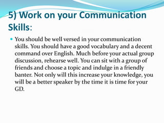 Top 10 tips for a successful group discussion | PPTX