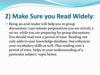 Top 10 tips for a successful group discussion | PPTX