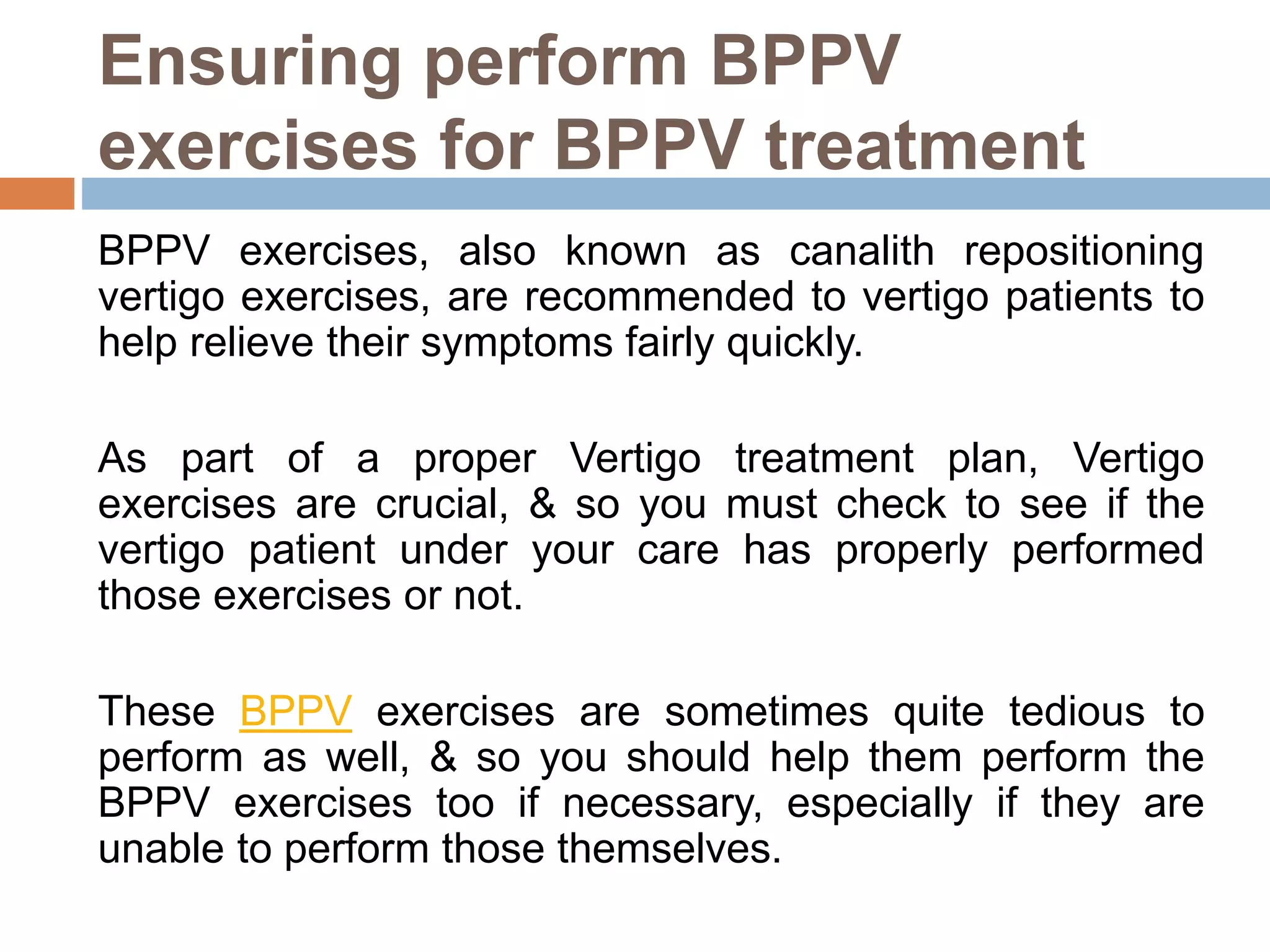 Top 10 tips for caring for someone with bppv | PPTX