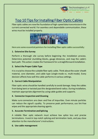 Top 10 Tips for Installing Fiber Optic Cables – Are You Doing It Right ...
