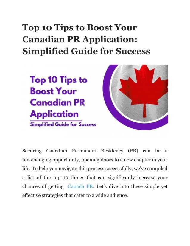 Top 10 Tips to Boost Your Canadian PR Application_ Simplified Guide for ...