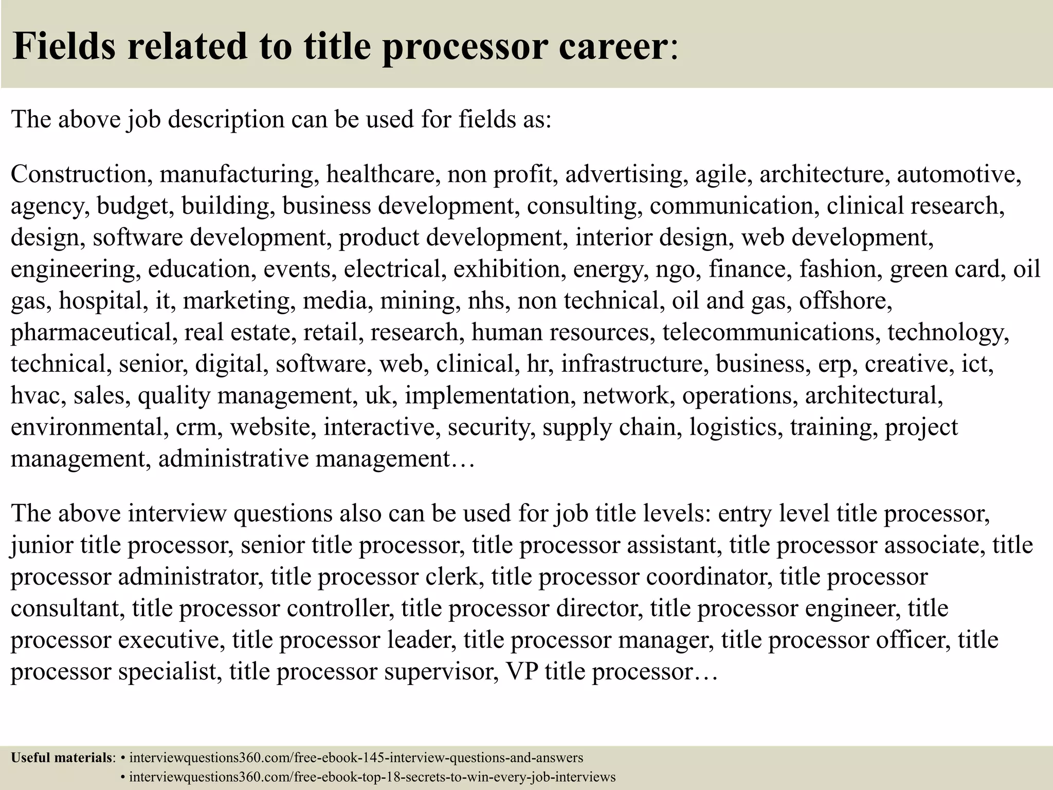 Top 10 title processor interview questions and answers | PPTX