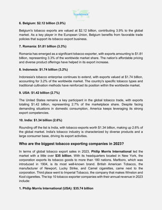 Top 10 Tobacco Exporter Countries in the World in 2023 | PDF