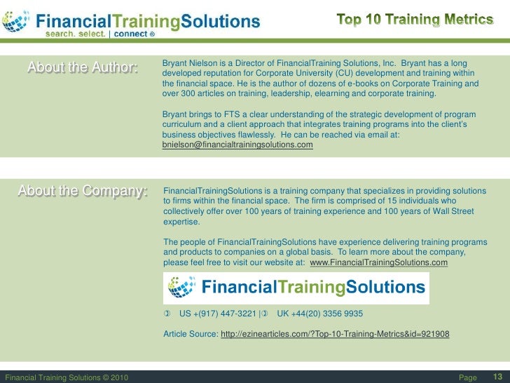 Top 10 Training Metrics