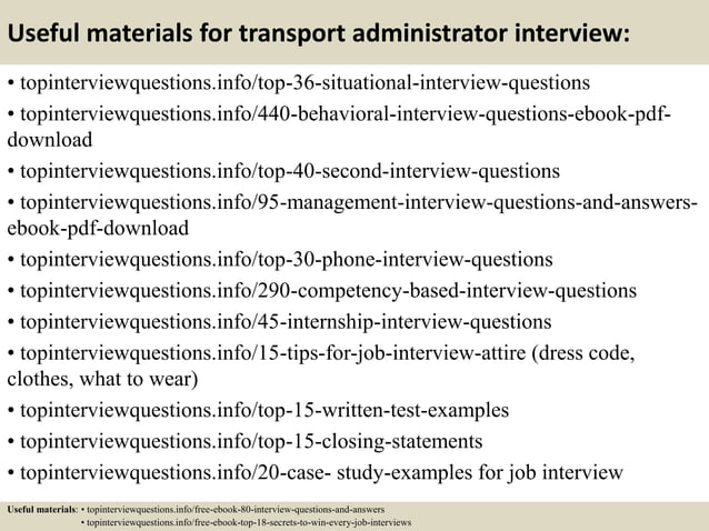 Top 10 transport administrator interview questions and answers | PPTX ...