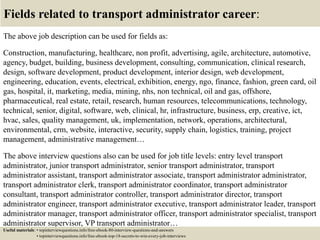 Top 10 transport administrator interview questions and answers | PPTX