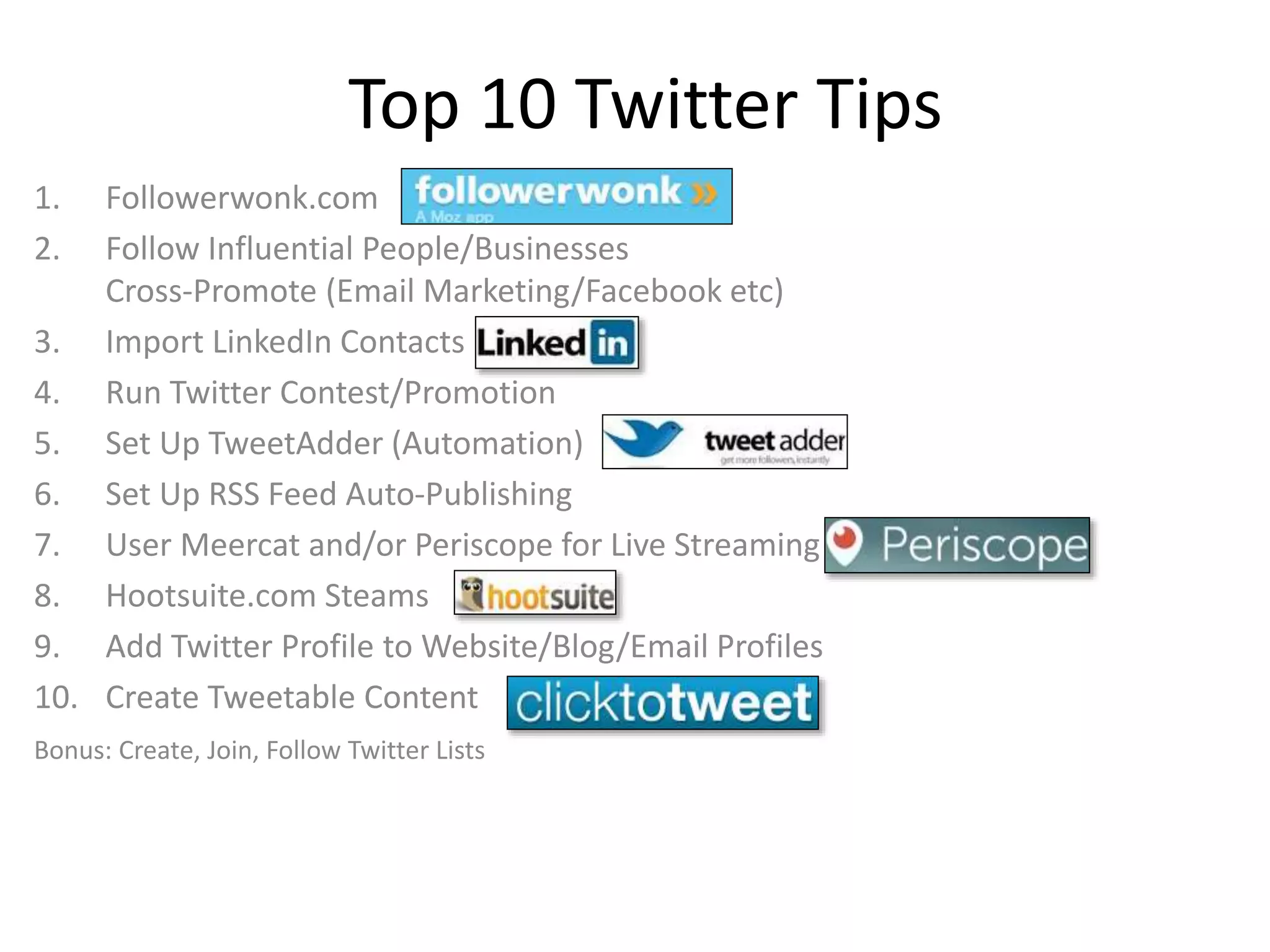 Top 10 Twitter Tip - Become A Twitter Expert | PPTX