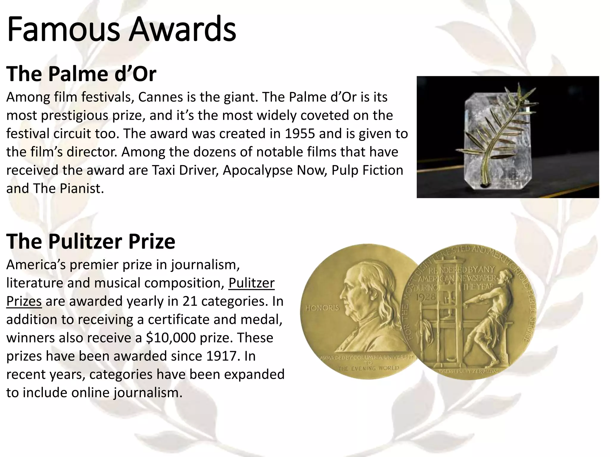Top 10 types of awards in 2018 | PPTX