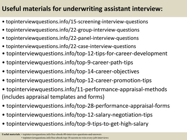 Top 10 underwriting assistant interview questions and answers | PPT