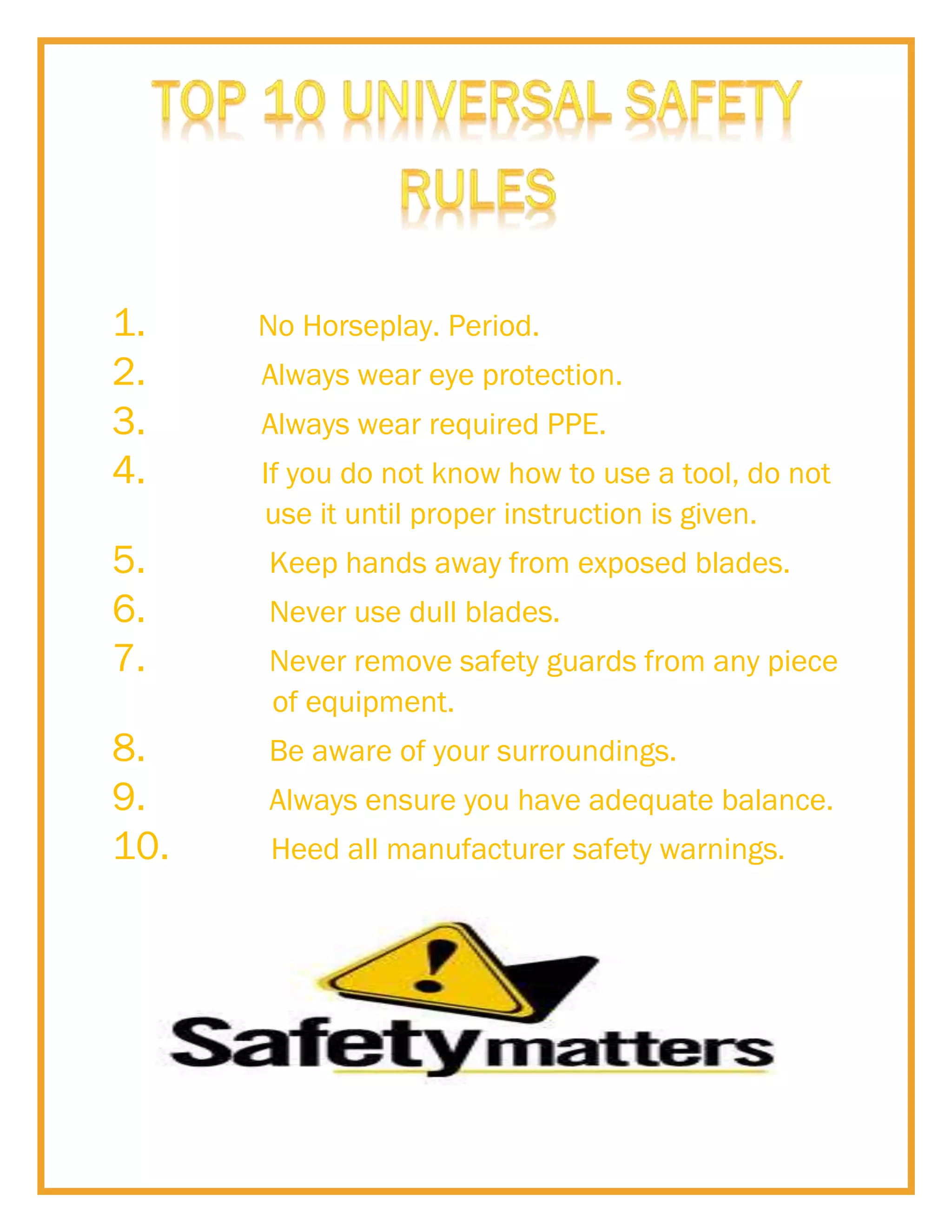 Top 10 Universal Safety Rules | DOCX