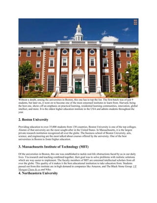Top 10 Famous Universities In Boston | Future Education Magazine | PDF