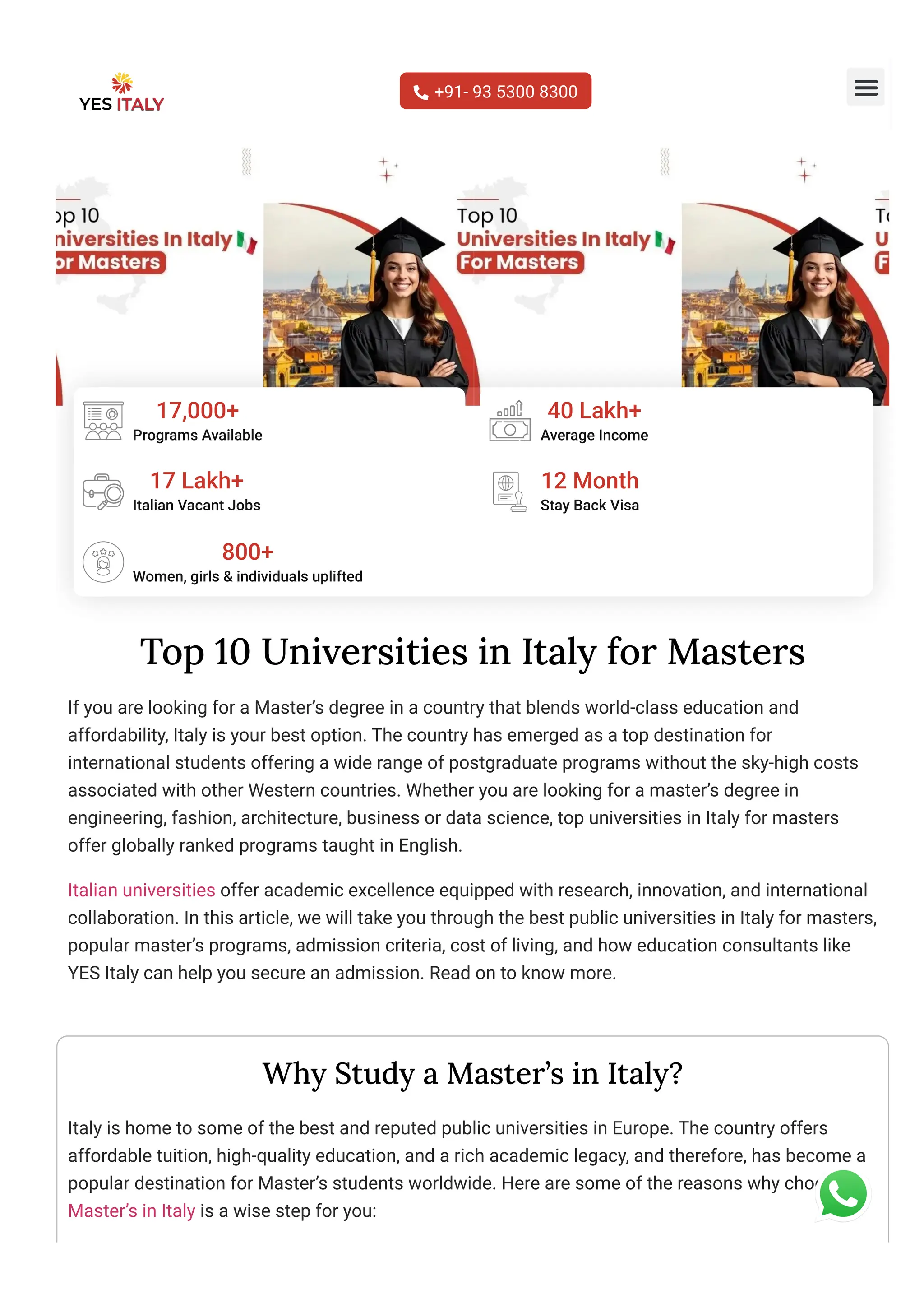 Masters in Italy: Top 10 Universities Guide | PDF
