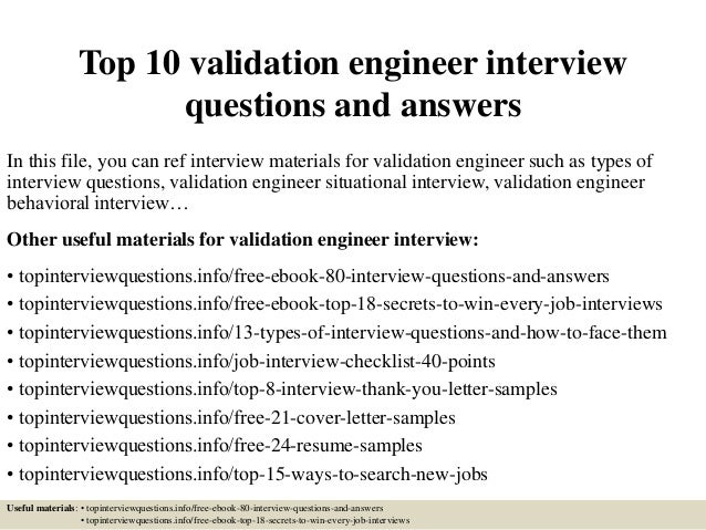 Top 10 validation engineer interview questions and answers