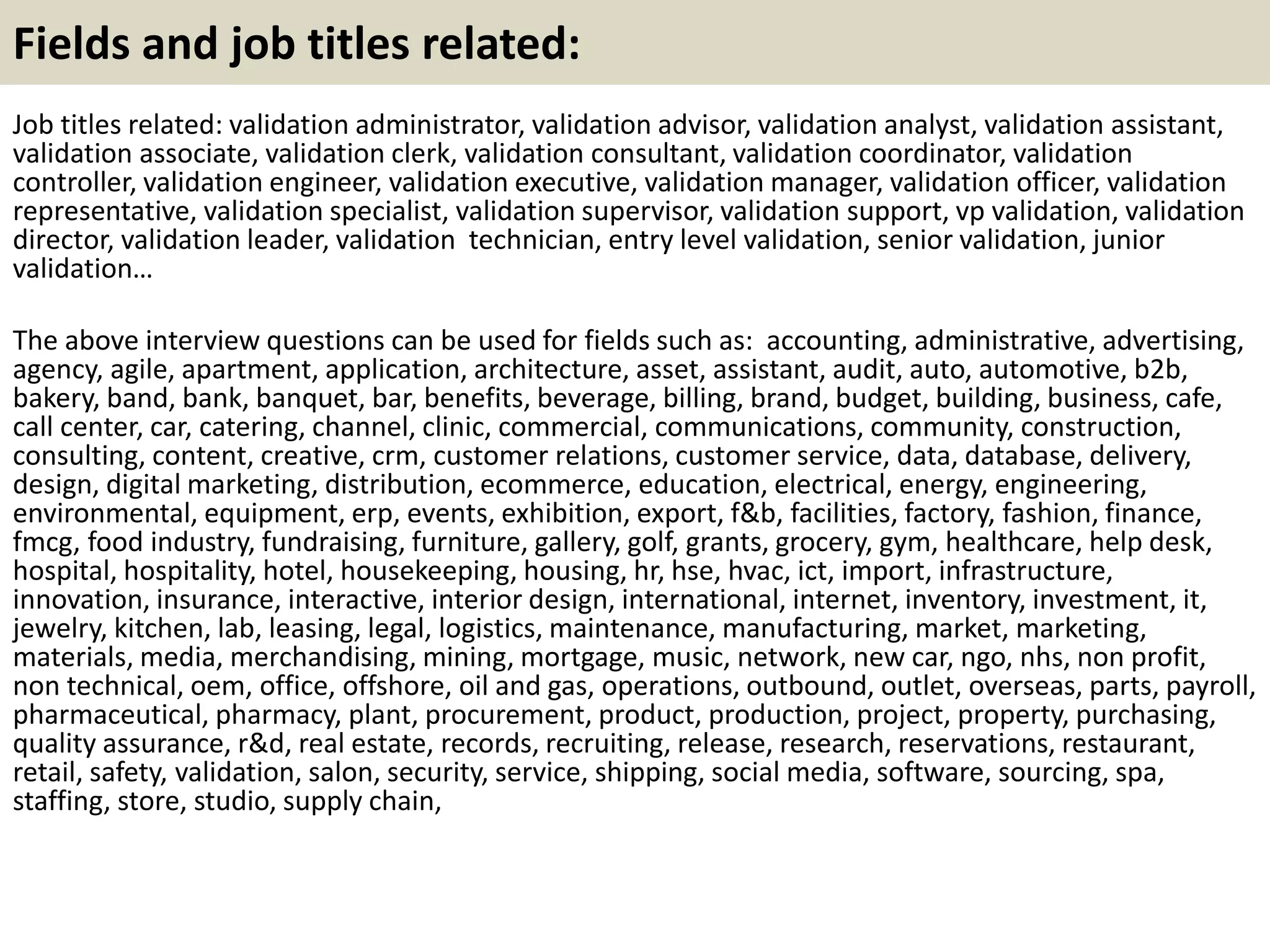 Top 10 validation interview questions with answers | PPTX