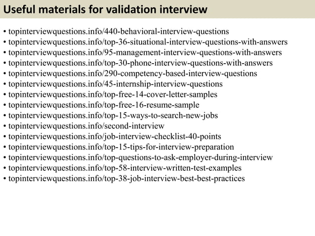 Top 10 validation interview questions with answers | PPTX