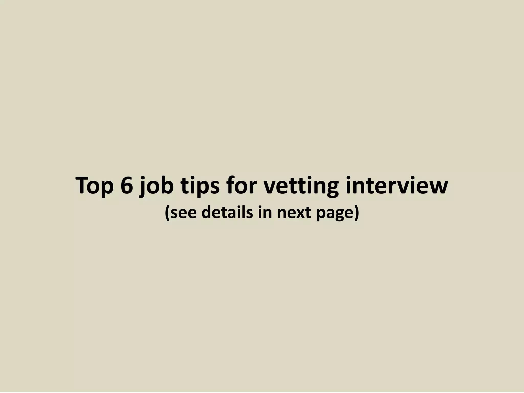Top 10 vetting interview questions with answers | PPTX