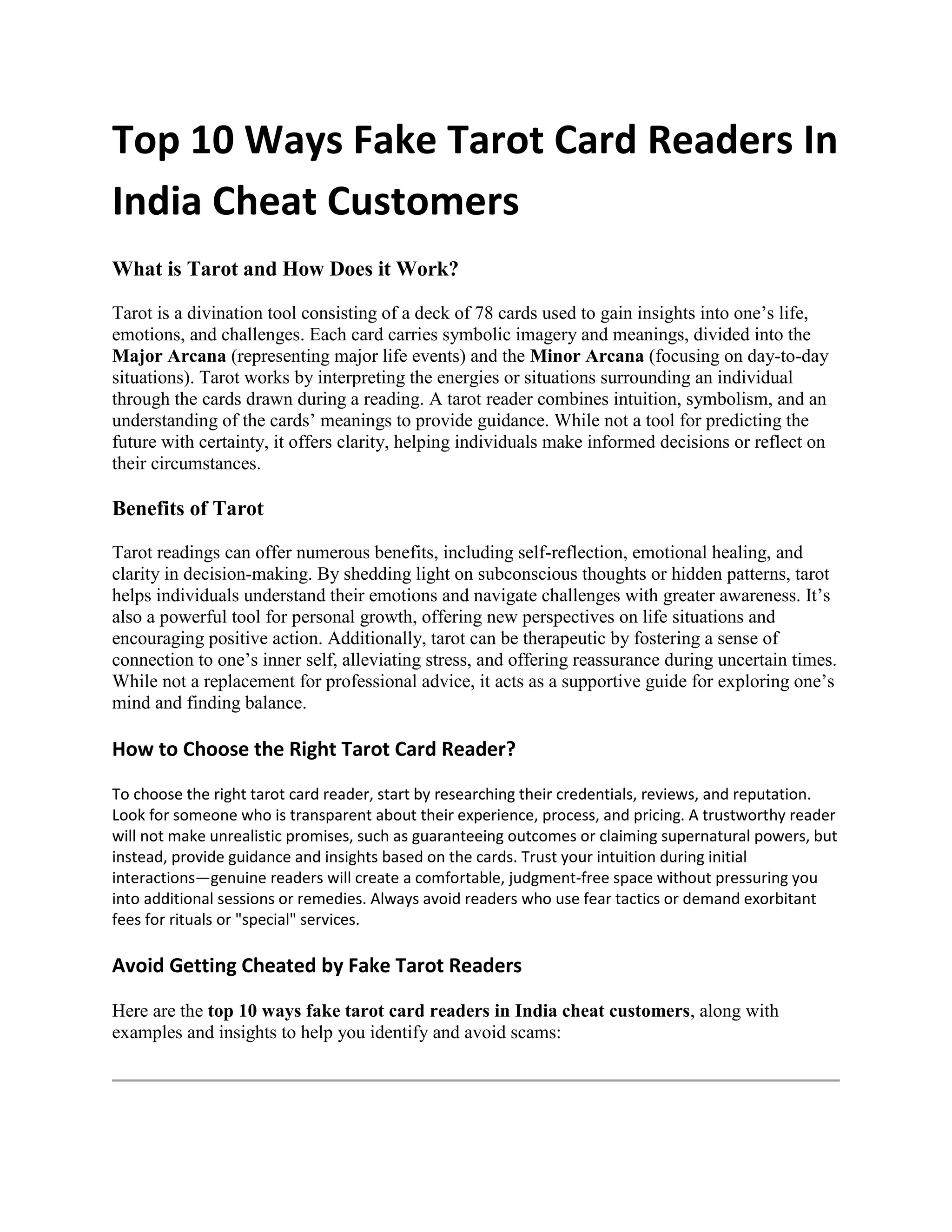 Top 10 Ways Fake Tarot Card Readers In India Cheat Customers.pdf