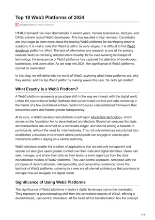 Top 10 Web3 Platforms of 2024 - SoluLab | PDF | Web Development | Internet